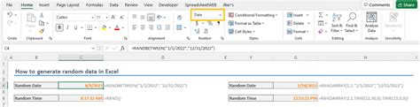 how to generate random data in excel