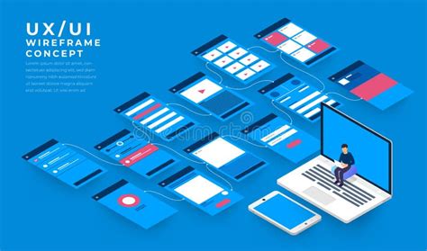 Ux Ui Flowchart Mock Ups Mobile Application Concept Isometric Stock Vector Illustration Of