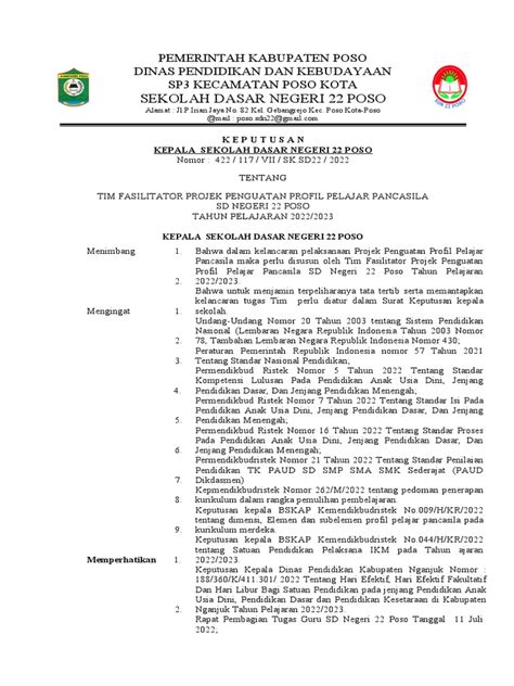 Sk Tim Fasilitator Projek Penguatan P3 Pdf