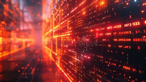 Abstract Digital Data Visualization With Glowing Lines And Numbers In A