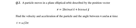 Solved Q A Particle Moves In A Plane Elliptical Orbit Chegg