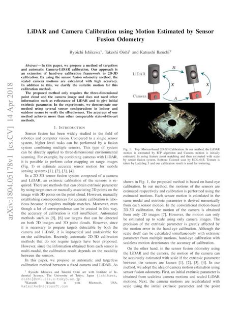pdf lidar and camera calibration using motion … lidar and camera