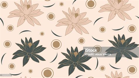 녹색과 분홍색 수련 꽃과 흰색 배경에 기하학적 모양이 있는 우아한 매끄러운 벡터 패턴 그림 0명에 대한 스톡 벡터 아트 및 기타 이미지 0명 귀여운 기하 도형