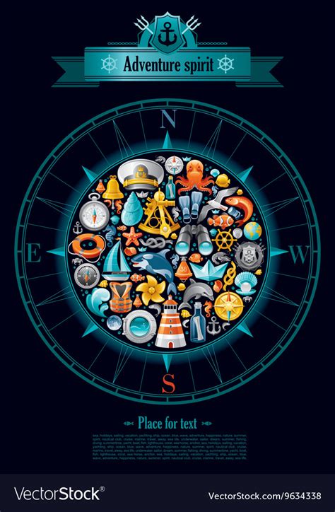 Sea Sailing Travel Poster Design On Black Vector Image