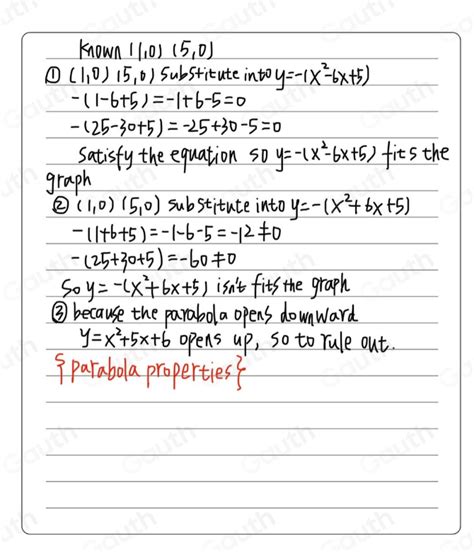 solved which of the following equations fits the graph y x 2 6x 5