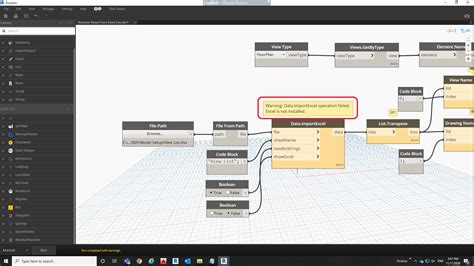 Warning Data Importexcel Operation Failed Excel Is Not Installed Dynamo