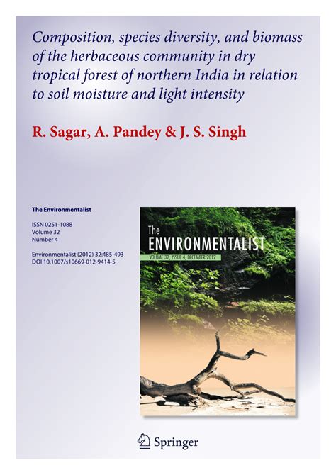 Pdf Composition Species Diversity And Biomass Of The Herbaceous Community In Dry Tropical