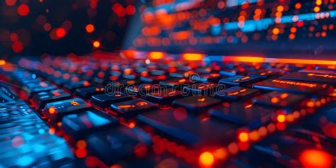 Computer Keyboard Closeup With Coding Symbols And Screen Reflection