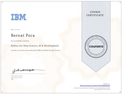 Bernat Poca On Linkedin Certificate Of Python For Data Science Ai And Development Course