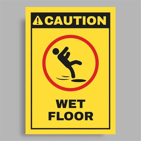 Simple Duotone Caution Wet Floor Sign Free Vector