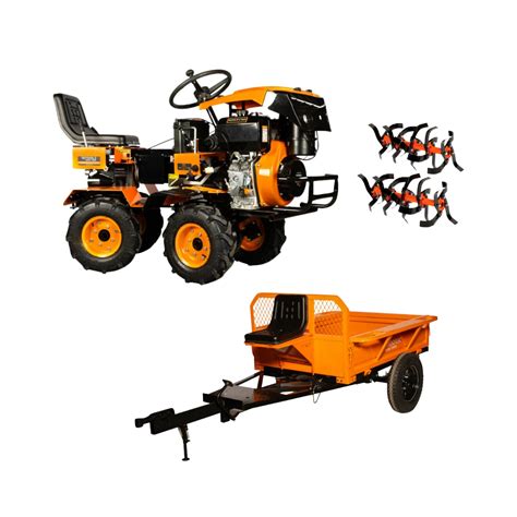 Mini Tractor Remorca Detoolz 17cp 530cc Motor Pe Motorina 4t 4x4 4 Viteze Pornire