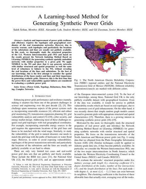 Pdf A Learning Based Method For Generating Synthetic Power Grids