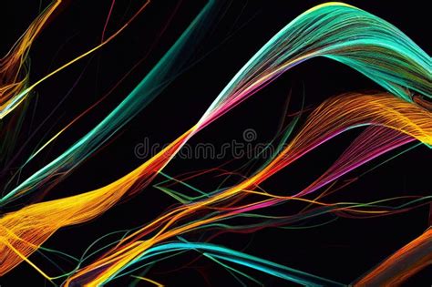 Digital Illustration Of An Abstract Futuristic Bright Colourful Neon Light Trails Energy Style