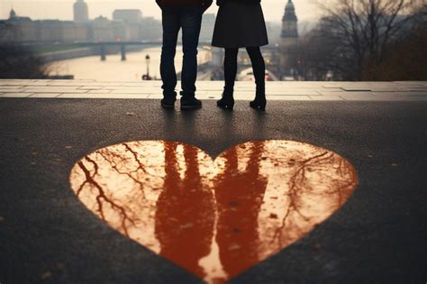 Premium Ai Image Heartfelt Connection Man And Woman Stand By Heart In