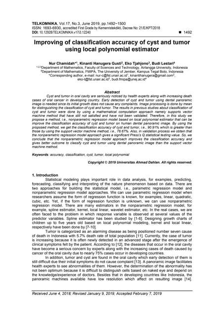 improving of classification accuracy of cyst and tumor using local polynomial estimator pdf