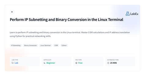 Perform Ip Subnetting And Binary Conversion In The Linux Terminal Labex