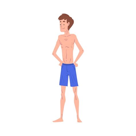 Premium Vector Slender Young Man In Shorts Front View Cartoon Style