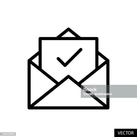 눈금 표시 메일 및 확인 표시 기호가 있는 봉투를 열고 읽은 것으로 표시하고 흰색 배경에 분리된 선 스타일 디자인의 이메일 아이콘을 엽니다 편집 가능한 획 0명에 대한 스톡
