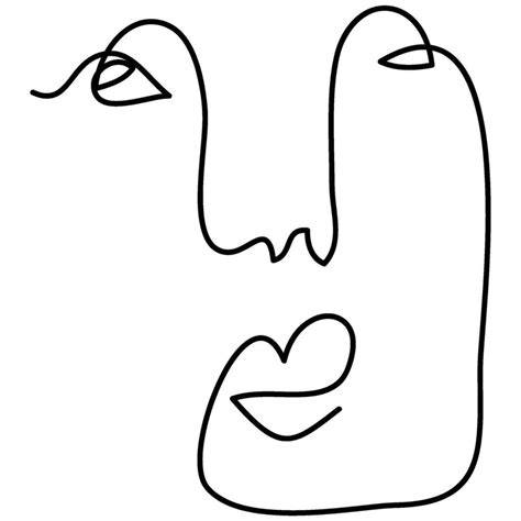 Modern Minimalist Abstract Face Line Art Element Aesthetic Style Portrait Art Sketch