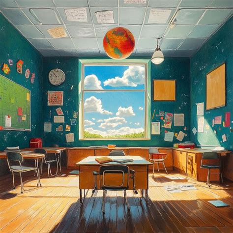 Sunlit Classroom Dreams Learning Under Skyhigh Imagination Premium Ai