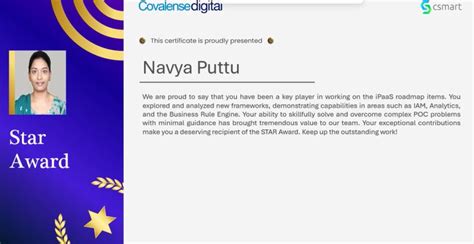 navya puttu on linkedin covalensedigital staraward recognition