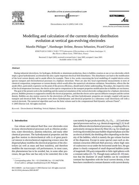 Pdf Modelling And Calculation Of The Current Density Distribution