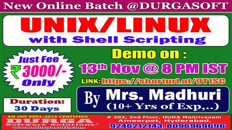Unixlinux With Shell Scripting Online Training Durgasoft Youtube