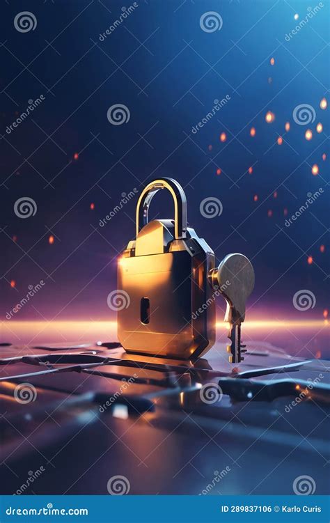 Data Protection Encryption Technology Concept Background Lock And Key