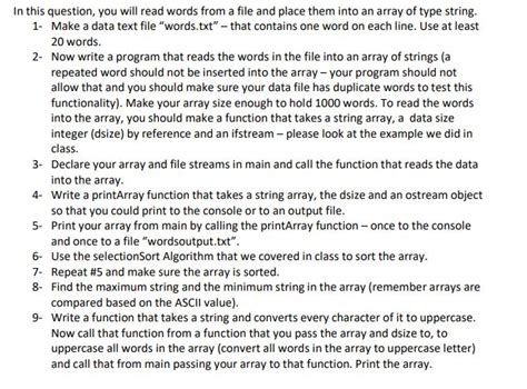 Solved In This Question You Will Read Words From A File And