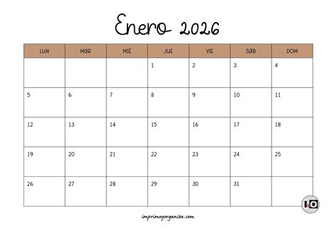 Calendarios Mensuales 2026 Cuadrante En Pdf [gratis]