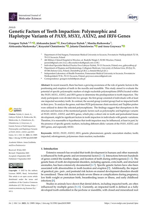 pdf genetic factors of teeth impaction polymorphic and haplotype