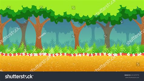 Forest Game Background 2d Game Application เวกเตอร์สต็อก ปลอดค่าลิขสิทธิ์ 231473773