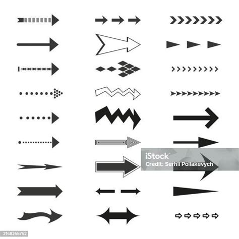 다양한 화살표 아이콘 모음입니다 방향 기호 집합입니다 벡터 일러스트 레이 션입니다 주당순이익 10 0명에 대한 스톡 벡터 아트