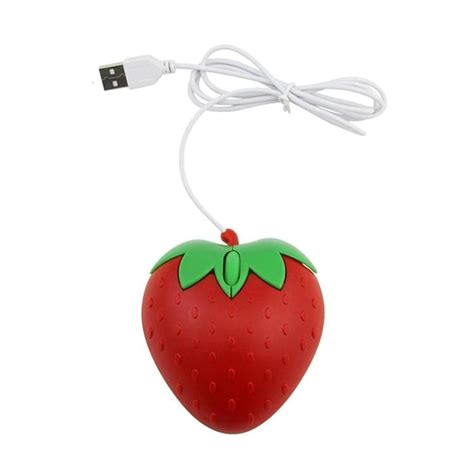 Apooke Usb Wired Mouse Cute Fruit Strawberry Shape Wired Mouse Portable Mini Optical Mice