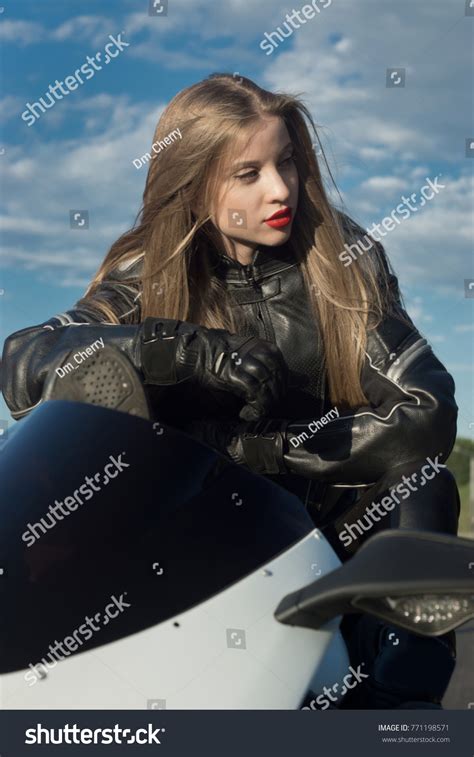 Sexy Biker Girl Leather Jacket On Stock Photo 771198571 Shutterstock