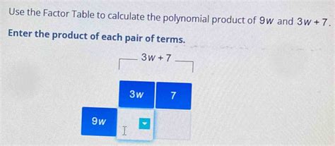 Solved Use The Factor Table To Calculate The Polynomial Product Of 9w