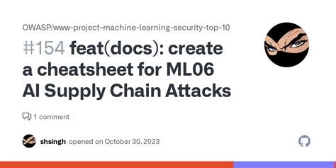 Featdocs Create A Cheatsheet For Ml06 Ai Supply Chain Attacks · Issue 154 · Owasp