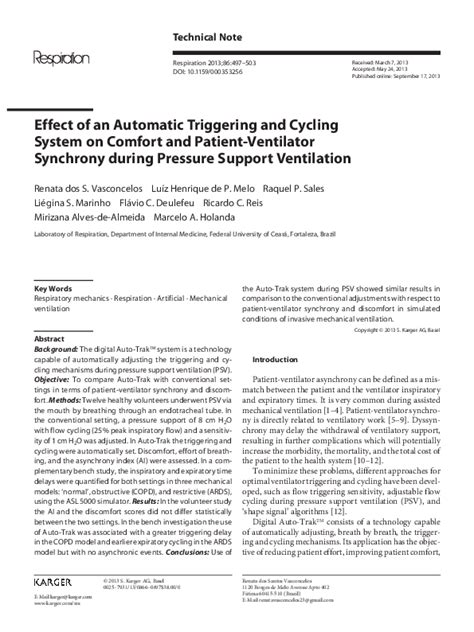 Pdf Effect Of An Automatic Triggering And Cycling System On Comfort