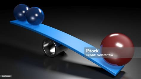 컨셉 이미지와 빨간색 및 파란색 구의 균형 조정 3d 렌더링 일러스트레이션 0명에 대한 스톡 사진 및 기타 이미지 0명 3차원 형태 가벼운 Istock