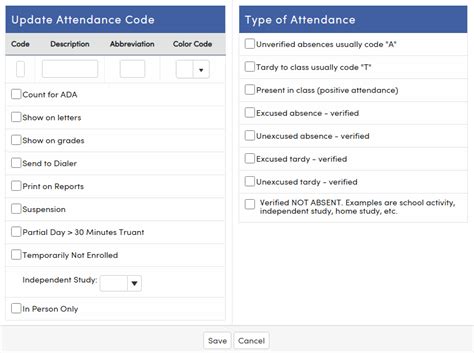 Set Up Absence Codes Aeries Software