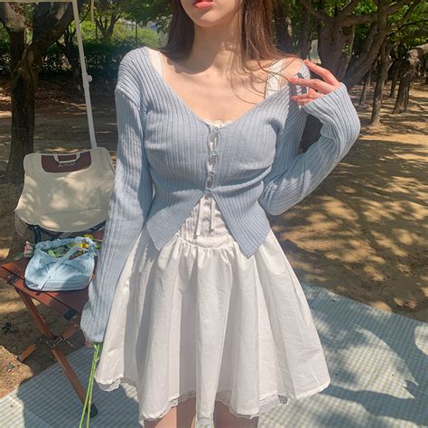 워너비뮤즈 무배🚀 모델강추🔥여리글램핏 2way 양브이넥 버튼 트임 레이어드 크롭 니트 가디건 골지 볼레로 봄 아우터 데일리