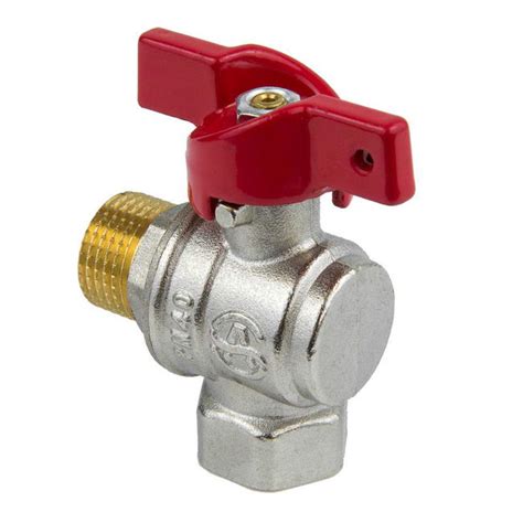 Кран шаровой латунь никель угловой Ду15 Ру40 ВР НР полнопроходной бабочка Aquasfera 1009 01