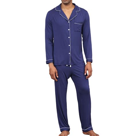 Hualeimao Men Cotton Pajama Suit Solid Color Lightweight Lapel Long