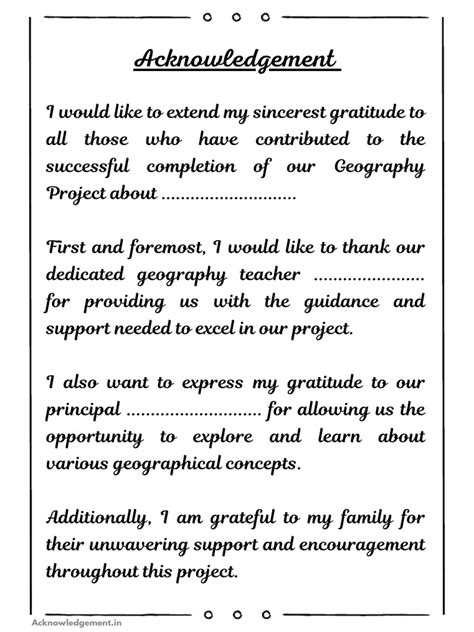 Geography Project Acknowledgement Pdf