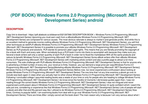 ppt pdf book windows forms 2 0 programming microsoft