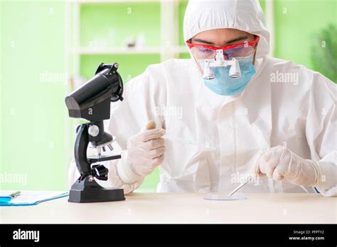 Chemist Working In The Lab On New Experiment Stock Photo Alamy