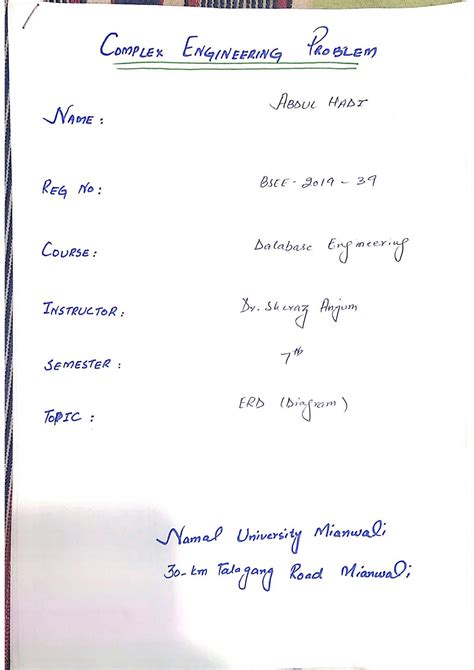 SOLUTION Erd Diagram Databaseengineering Complex Engr Problem Studypool