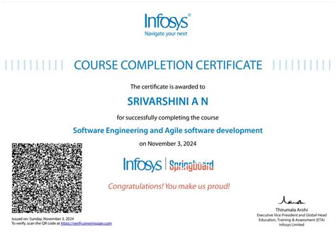 Infosysspringboard Certification Srivarshini A N