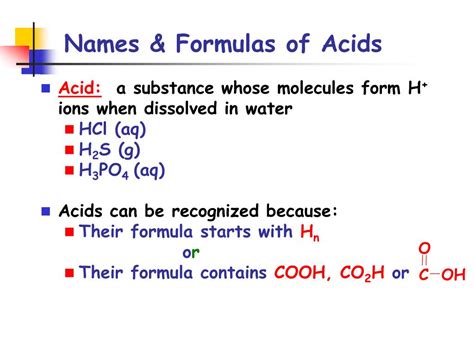 PPT Names Formulas Of Acids PowerPoint Presentation Free Download ID