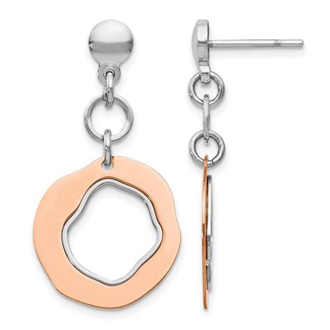 Ssgold Plated Sterling Silver Rose Gold Plated Post Dangle Earrings